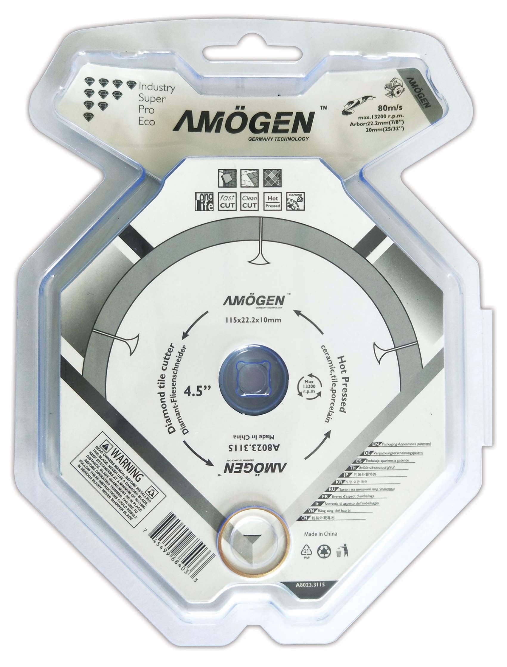 AMÖGEN Ultra-Thin Diamond Tile Cutter ，Arbor fit to Angle Grinders, Circular Saws, Masonry Saws, Tilesaw and Cutoff Cutters