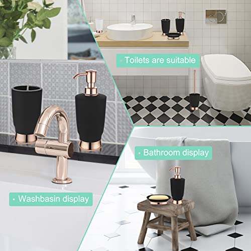 HWBKA 5 Pcs Matte Black Bathroom Accessories Set Complete,Bathroom Soap Dispenser Set with Toothbrush Holder,Toothbrush Cup,Soap Dish, Toilet Brush with Holder
