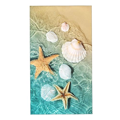 Golosila Soft Absorbent Hand Towel Starfish Seashell on Summer Beach Sea Water Bathroom Decorations Multipurpose Fingertip Towels for Guests, Hand, Face, Gym and Spa, Yoga All Season-27.5 x 16 inches