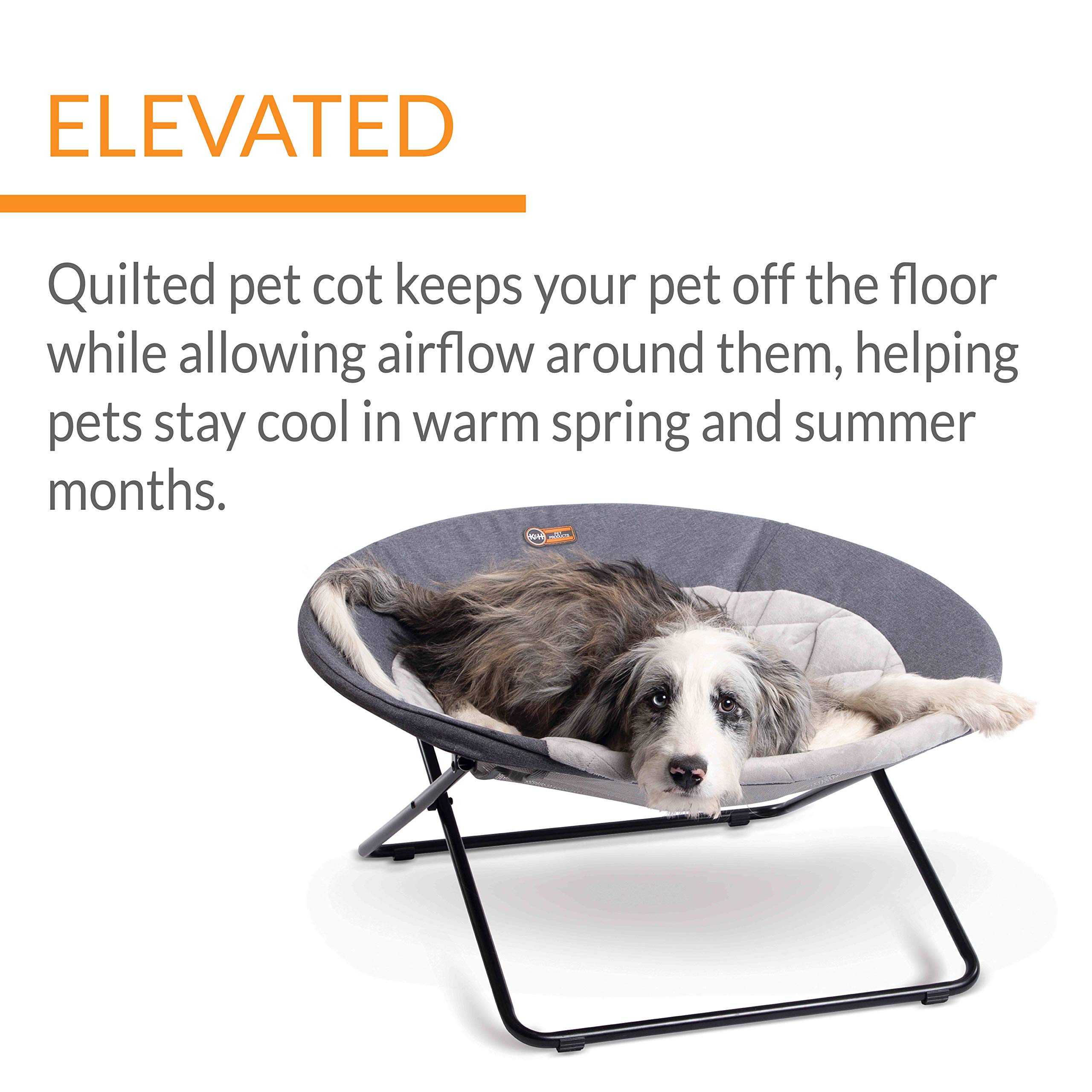 K&H Pet Products Elevated Cozy Cot Classy Gray Large 30 Inches