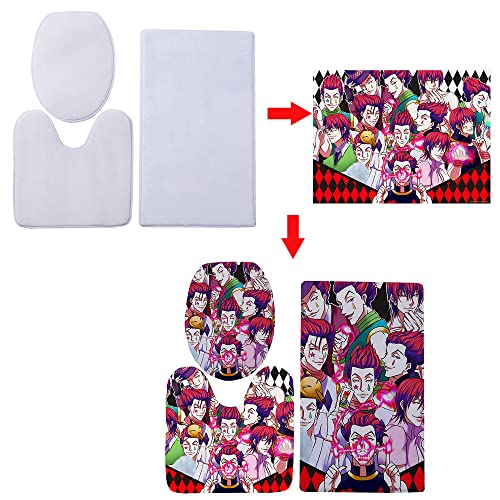 DIY Custom Bathroom 3 Piece Set Non Slip Toilet Pattern Toilet Seat Cover 3 Piece Set Bath Mat Bathroom Carpet,Bath Mat Sets 3 Piece Machine Washable