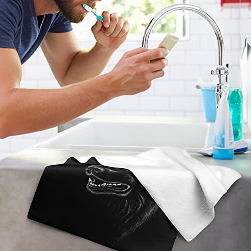 Black German Shepherd Washcloth Towel 28.7"x13.8" Face Cloths Superfine Fiber Highly Absorbent Towels Hand Towels