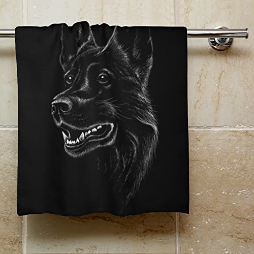 Black German Shepherd Washcloth Towel 28.7"x13.8" Face Cloths Superfine Fiber Highly Absorbent Towels Hand Towels