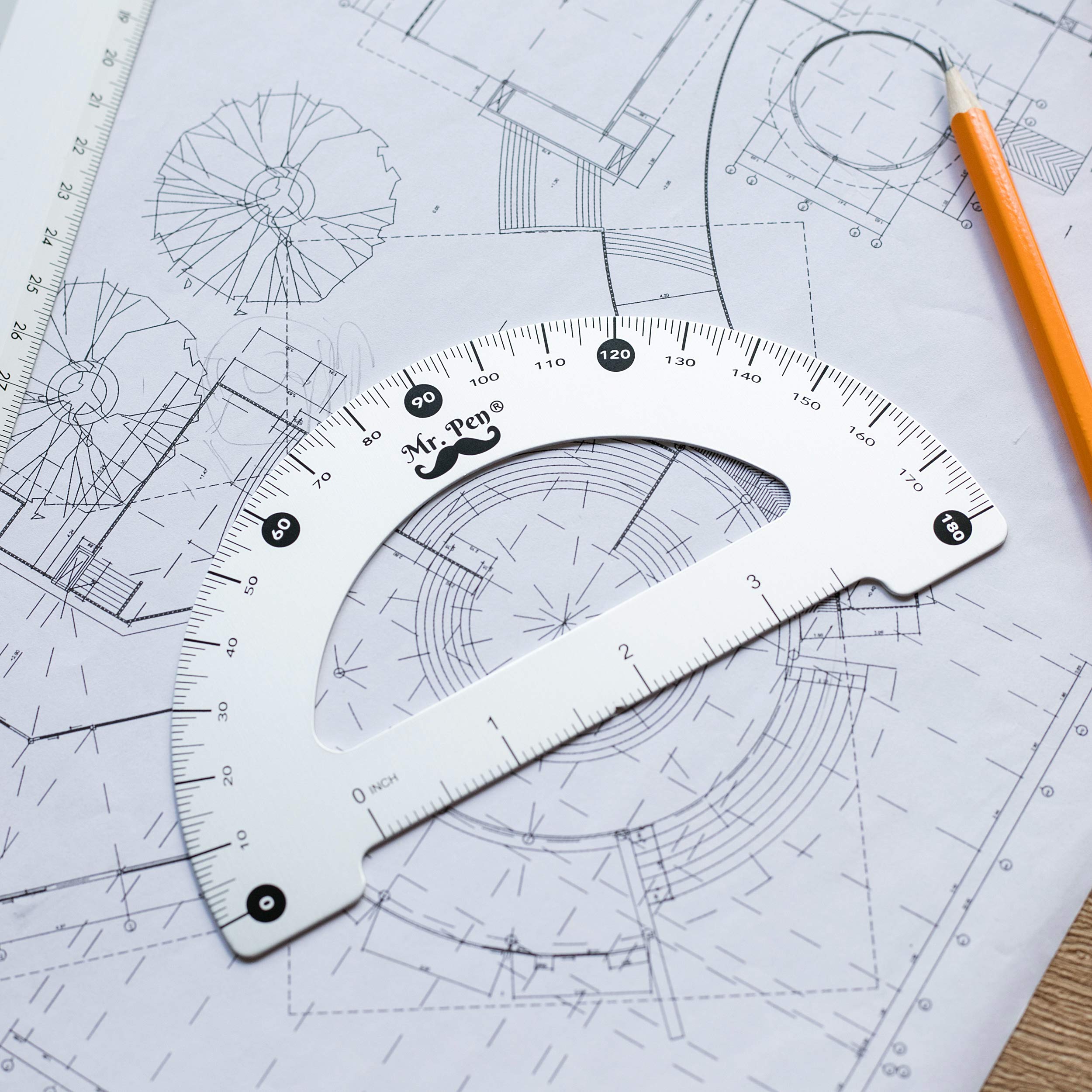 Mr. Pen– Metal Geometry Set, 4Pack, Metal Protractor, Aluminum Ruler, Metal Set Square, Triangle Ruler, Drafting Triangles, Triangle Ruler, Protractor Metal, Drafting Set, Geometry Kit, Drafting Ruler