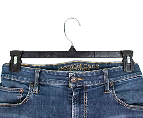 Hangon Combo Set Recycled Plastic Shirt & Pants Hangers, 19 Inch & 14 Inch, Black, 10 Pack