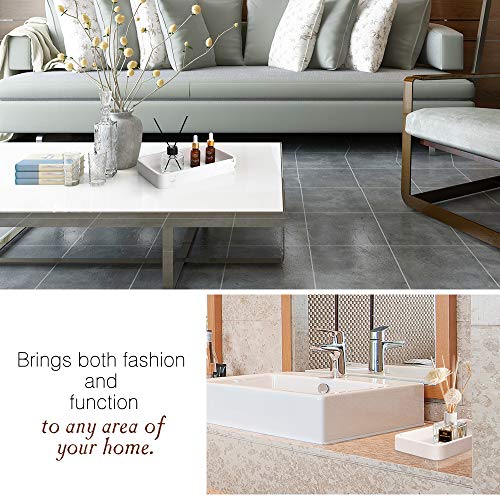 Luxspire Marble Bathroom Tray Rectangle Vanity Tray, 10 x 6 inch Large Perfume Tray Makeup Perfume Jewelry Ottoman Bath Tub Toilet Paper Organizer, Serving Storage Tray for Dresser Kitchen Countertop