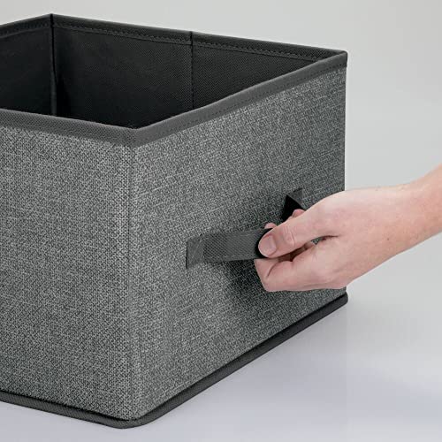 mDesign Fabric Bin for Cube Organizer - Foldable Cloth Storage Cube - Collapsible Closet Storage Organizer - Folding Storage Bin for Clothes and More - Lido Collection -10 Pack - Charcoal Gray/Black