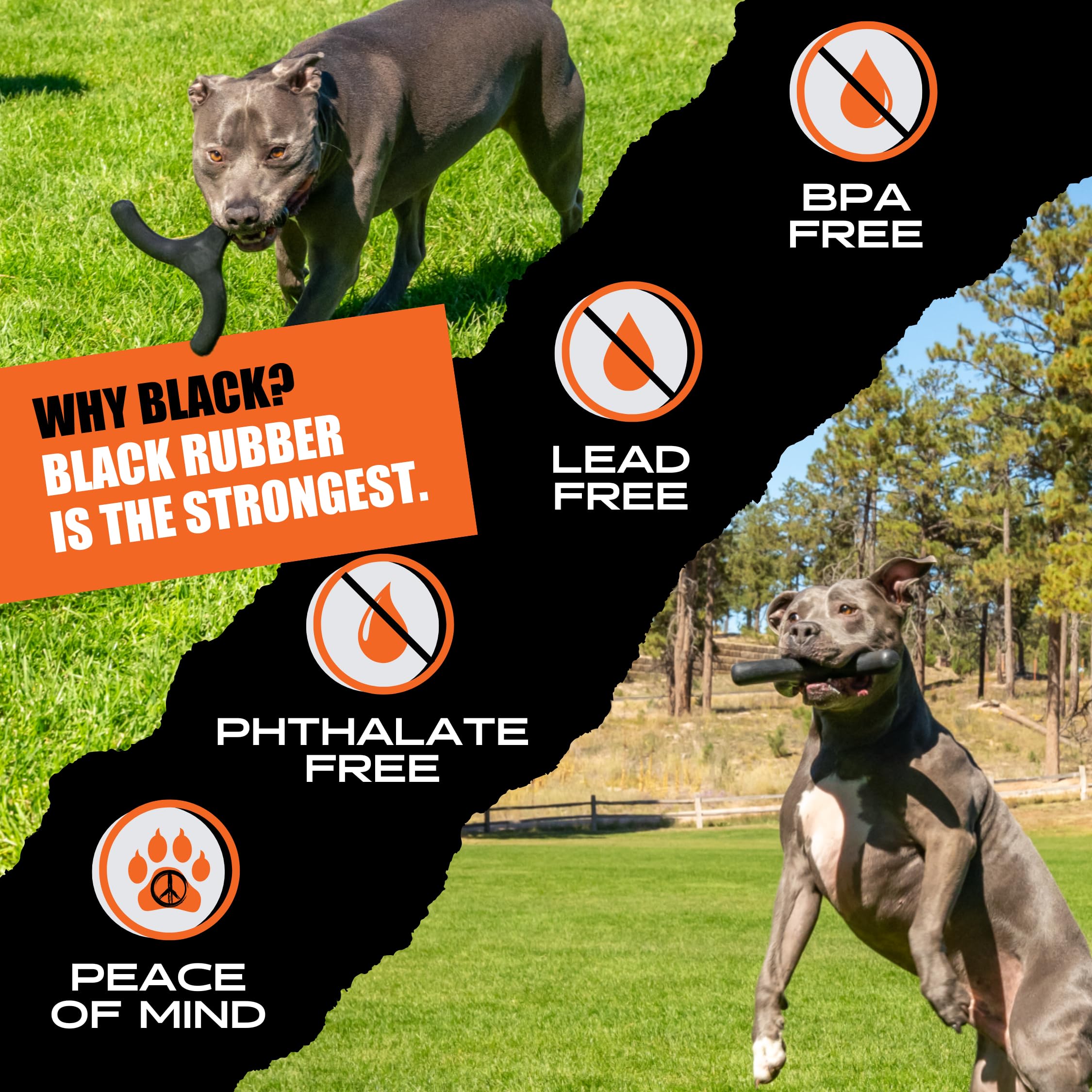 Monster K9 Ultra Durable Boomerang Dog Toy - Medium & Large Breed - for Super Aggressive Power Chewers - Tough & Strong, Extreme Heavy Duty Natural Rubber - Fetch, Tug, & Chew - 8" Dia.