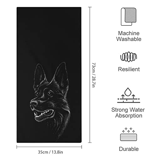 Black German Shepherd Washcloth Towel 28.7"x13.8" Face Cloths Superfine Fiber Highly Absorbent Towels Hand Towels