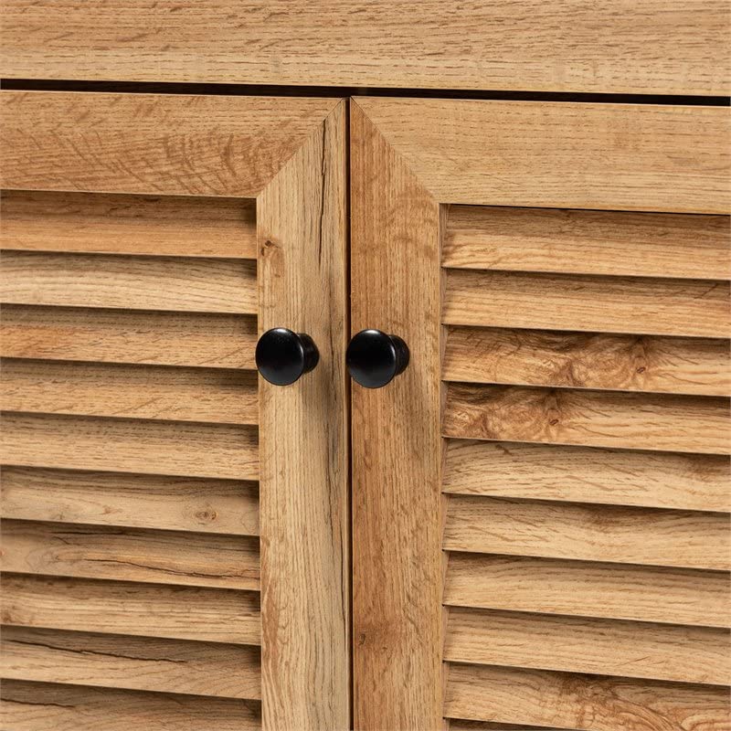 Baxton Studio Coolidge Oak Brown Finished Wood 1-Drawer Shoe Storage Cabinet