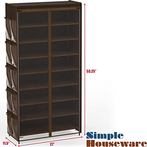 Simple Houseware 8 Tiers Shoe Rack with Cover, Bronze