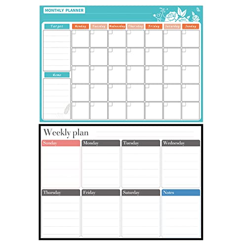Magnetic Dry Erase Monthly Calendar and Weekly Planner for Fridge Refrigerator Whiteboard Organizer, Blue