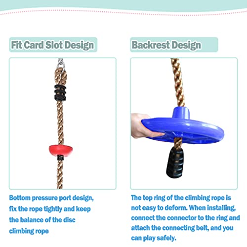 IFOYO Climbing Rope Swing for Trees, Heavy Duty Plastic Disc Swing Seat for Kids and Adults Outdoor Tree Backyard Playground Swing, Blue