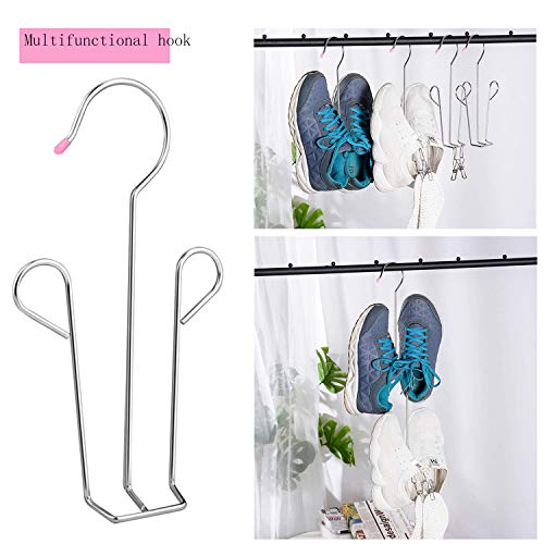 Yisscen 5 Pack Shoes Hanger Drying Rack for Dehumidifying Hanging Leather Shoes, Stainless Steel Drying Shoes Organizer Hook, Space Saving Shoes Hangers for Closet Wall, Multifunctional Shoe Hook