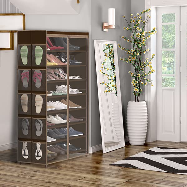Simple Houseware 8 Tiers Shoe Rack with Cover, Bronze