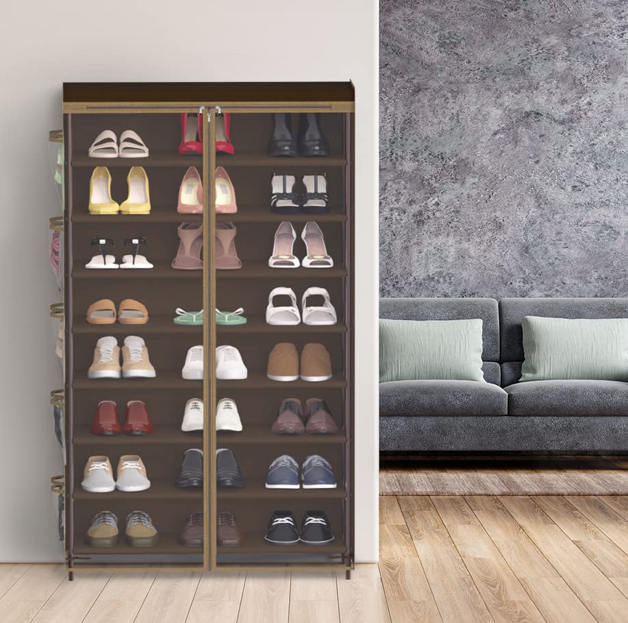 Simple Houseware 8 Tiers Shoe Rack with Cover, Bronze