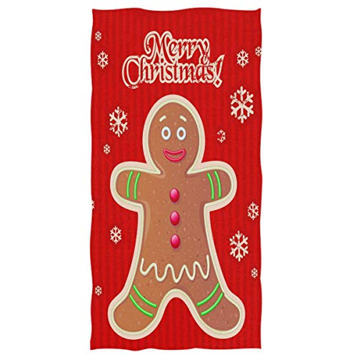 Christmas Hand Towels 16x30 in Bathroom Towel, Happy New Year Snowflakes Christmas Gingerbread Man Ultra Soft Highly Absorbent Small Bath Towel Winter Merry Christmas Bathroom Decor Gifts