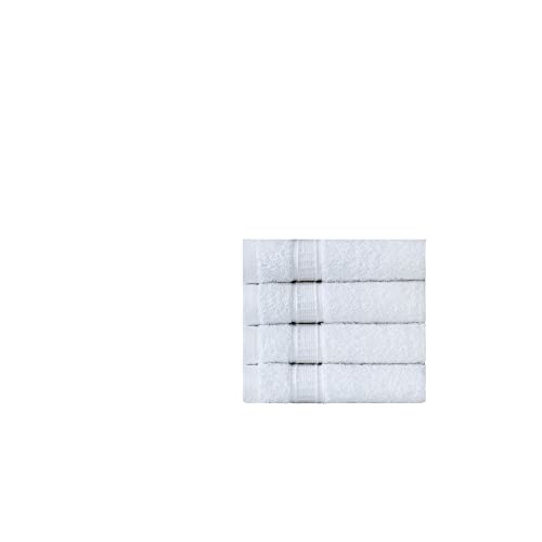 LA' HAMMAM FINE Living 4 Pieces Pack 13×13 inches Cotton Made Luxury Washcloths for Face, Bathroom, Hotel, Gym & Spa | Soft Feel Fingertip, Quick Dry and Highly Absorbent Turkish Towels – White