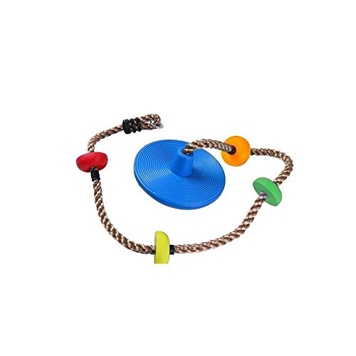 IFOYO Climbing Rope Swing for Trees, Heavy Duty Plastic Disc Swing Seat for Kids and Adults Outdoor Tree Backyard Playground Swing, Blue