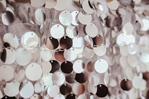 10FtX10Ft (120in X 120in) Payette Sequin Backdrop Curtain Panels for Photo Booth, Photography & Wedding Backdrop, Sparkle backdrop, Grad Party, Birthday Decorations (Silver)