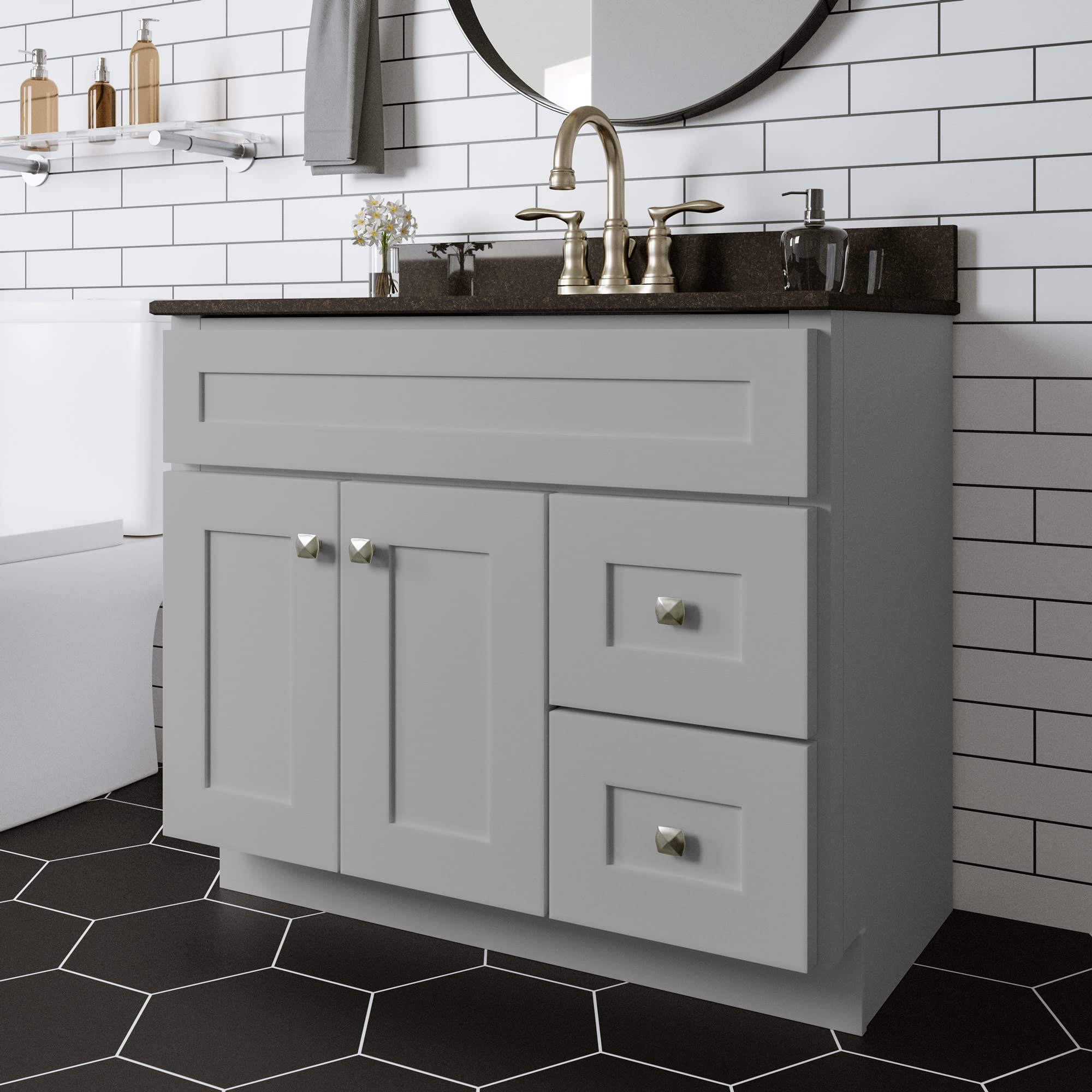 Design House 587097 Bath Unassembled Modern 2-Door 2-Drawer Bathroom Shaker Vanity Cabinet Only, 36 x 21,Grey
