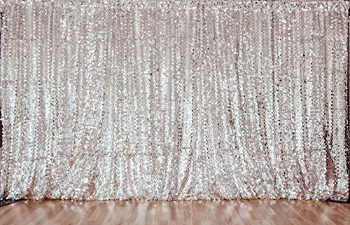 10FtX10Ft (120in X 120in) Payette Sequin Backdrop Curtain Panels for Photo Booth, Photography & Wedding Backdrop, Sparkle backdrop, Grad Party, Birthday Decorations (Silver)
