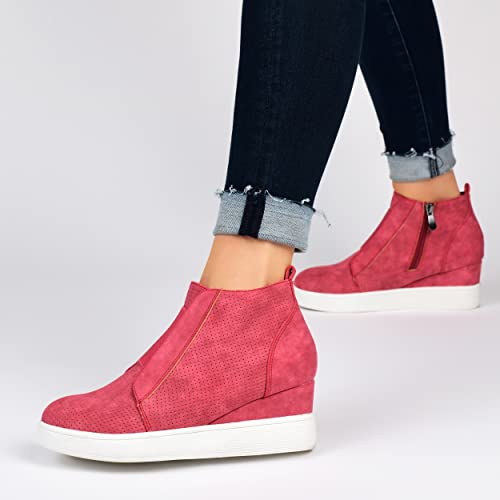 Journee Collection Womens Clara Round Toe Inside Zip Wedge Sneakers - Size: 7.5 - Grey