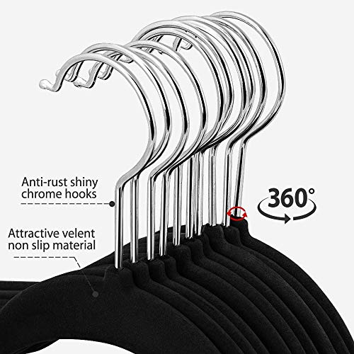 Yaheetech Non-Slip Velvet Hangers -Suit Hangers Standard Hangers (100 Pack) Heavy Duty Space Saving 360 Degree Swivel Hook Clothes Hangers for Coats Jackets, Pants,Suits and Dresses