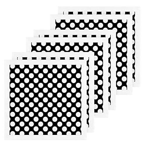 ALAZA Wash Cloth Set Black White Dot - Pack of 6 , Cotton Face Cloths, Highly Absorbent and Soft Feel Fingertip Towels(226cr8a)
