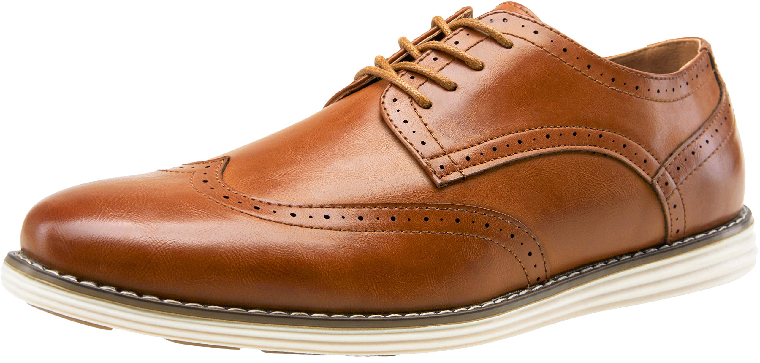 Vostey Men's Casual Dress Shoes Wingtip Oxfords Shoes Business Dress Shoes for Men (BMY617A Brown 10)