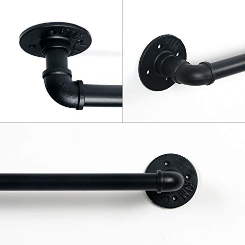 HouseAid 24 Inch Industrial Steel Pipe Towel Rack Holder, Heavy Duty Rustic Hand Towel Bar, Vintage Style Towel Rod for Bathroom, Matte Black
