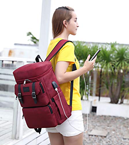 YALUNDISI Vintage Backpack for Men Women Laptop Backpack Bookbags College Backpack Red 16 inch