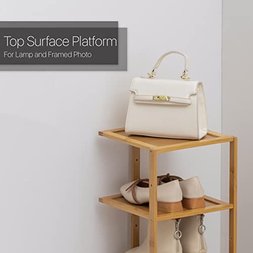 MoNiBloom 8 Tier Shoe Rack, Bamboo Narrow Vertical Single Pairs Shoe Storage Space Saving Tall Shoe Organizer for Small Spaces Corner Bedroom Entryway Balcony, Natural