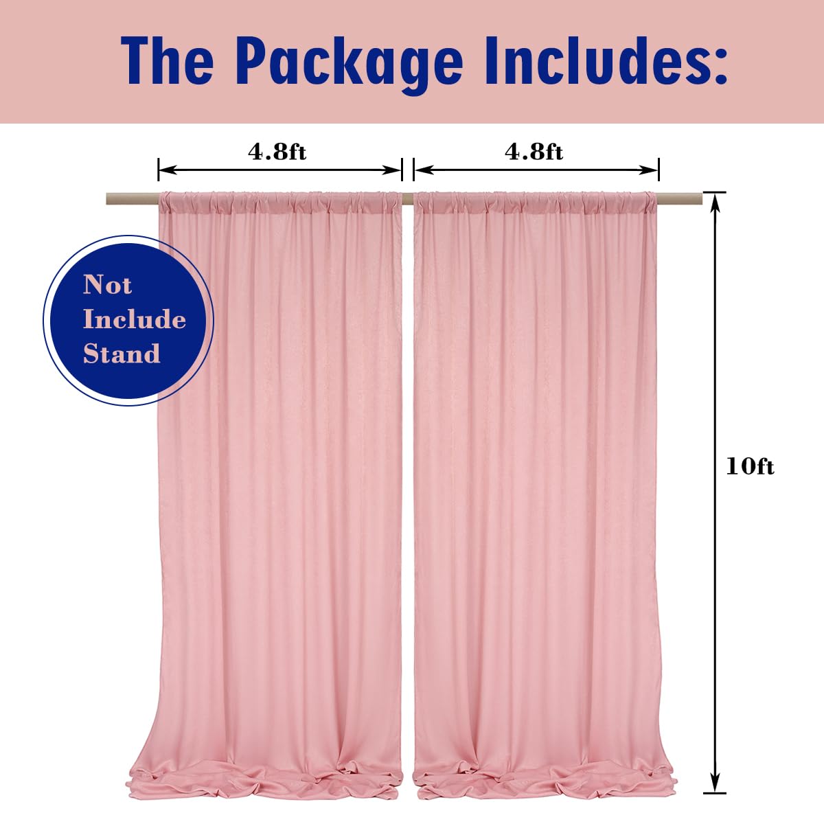 SHERWAY 9.6 Feet x 10 Feet Dusty Rose Silky Soft Curtain Wedding Backdrop Drapes, Slightly Shiny Satiny Window Curtains for Party Ceremony Decoration