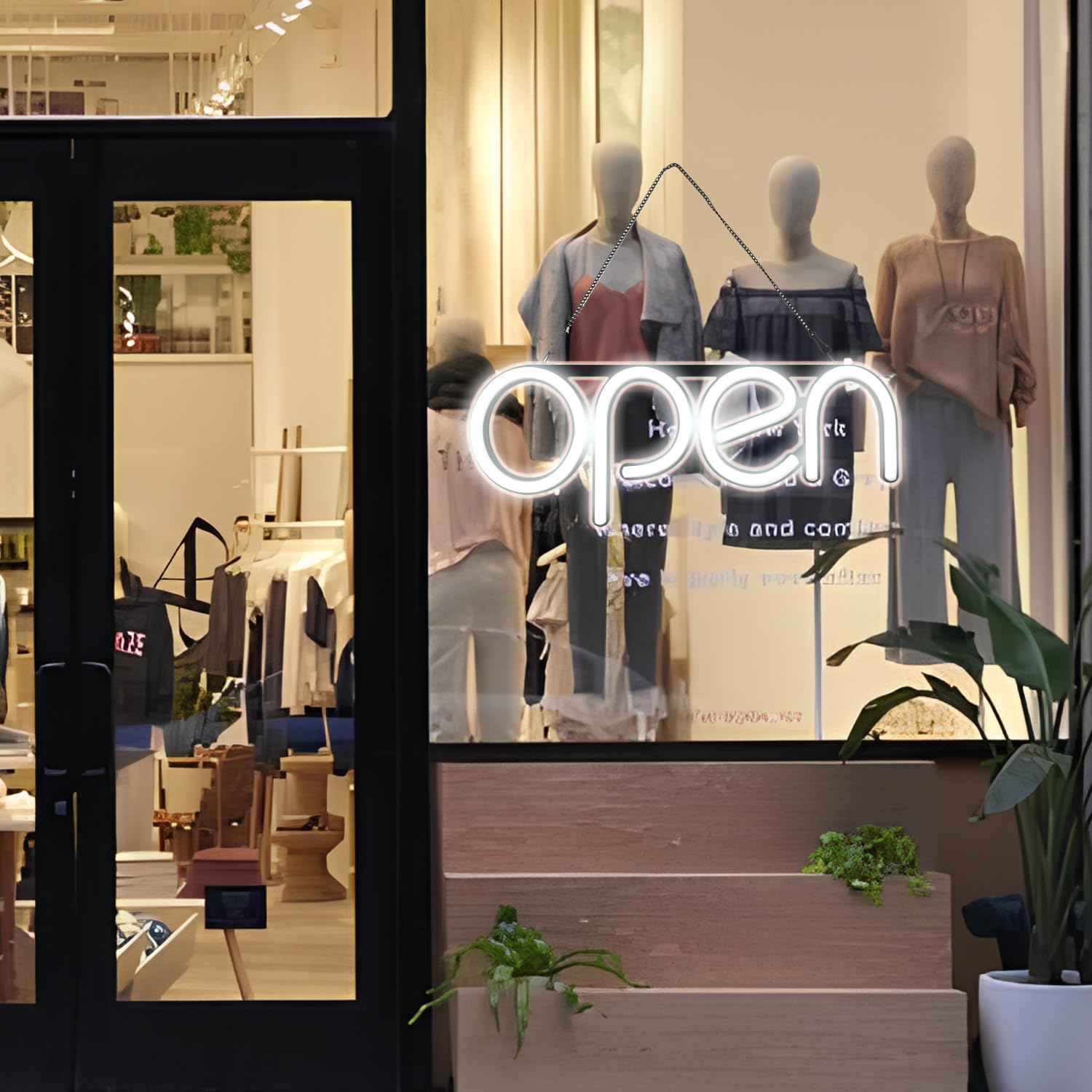 LED Open Sign,16x6 inch Open Sign for Business,With multiple flashing modes, Ideal for Restaurant, Bar, Salon and More,24V/1A Power Supply,with Open/Close Sign (white)