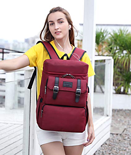 YALUNDISI Vintage Backpack for Men Women Laptop Backpack Bookbags College Backpack Red 16 inch