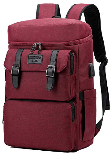 YALUNDISI Vintage Backpack for Men Women Laptop Backpack Bookbags College Backpack Red 16 inch