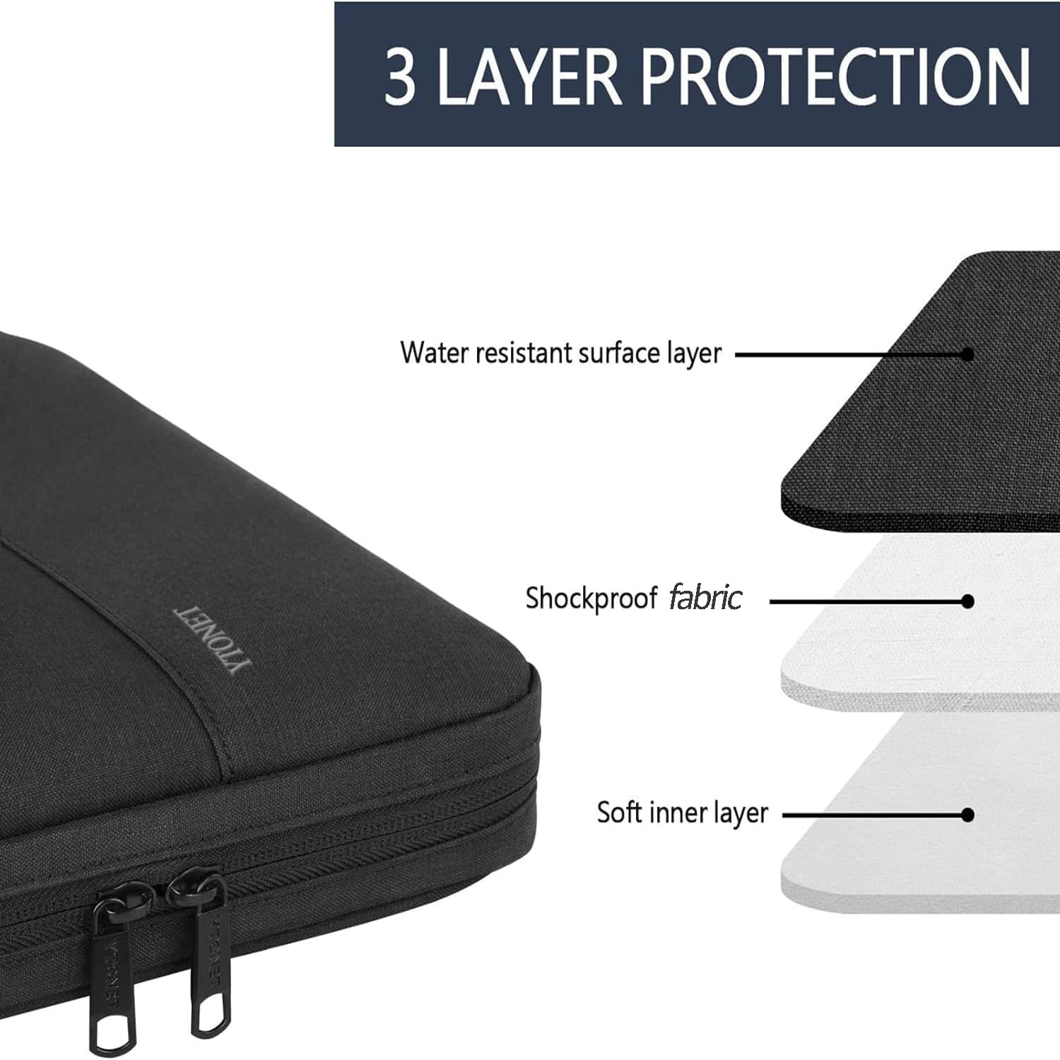 Ytonet Laptop Sleeve Case 13 13.3 Inch, TSA Slim Laptop Cover with Handle, Water Resistant Business Carrying Case Compatible with MacBook Air MacBook Pro HP Dell Lenovo Notebooks, Black