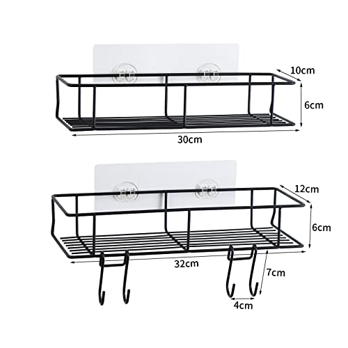 Shower Caddy 2-Pack with Hooks, No Drilling Adhesive Bathroom Storage Rack for Inside Shower Shampoo Conditioner Accessories Holder Shower Organizer