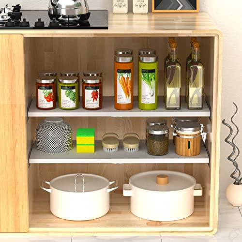 Closet Shelves Organizer Expendable Closet Tension Shelves Heavy Duty Metal DIY Storage Organizer Shelf for Cabinet Wardrobe Cupboard Kitchen Bedroom,2pack