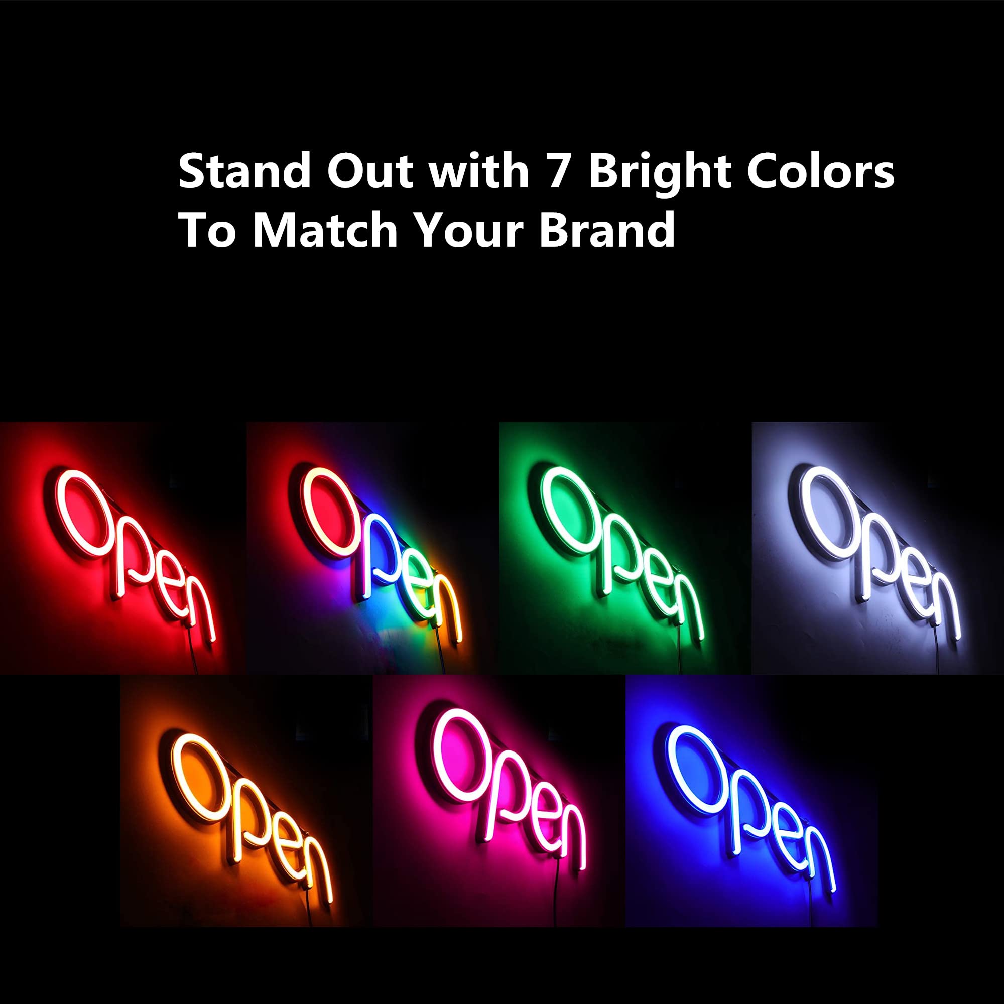 LED Open Sign,16x6 inch Open Sign for Business,With multiple flashing modes, Ideal for Restaurant, Bar, Salon and More,24V/1A Power Supply,with Open/Close Sign (white)