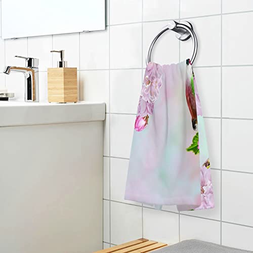 Blueangle Small Bird Hummingbird Print Pure Cotton Hand Towels for Bath Decorative Guest Towels Fingertip Towels for Bathroom Spa Gym, 2-Piece, 16 x 28 inches(171)
