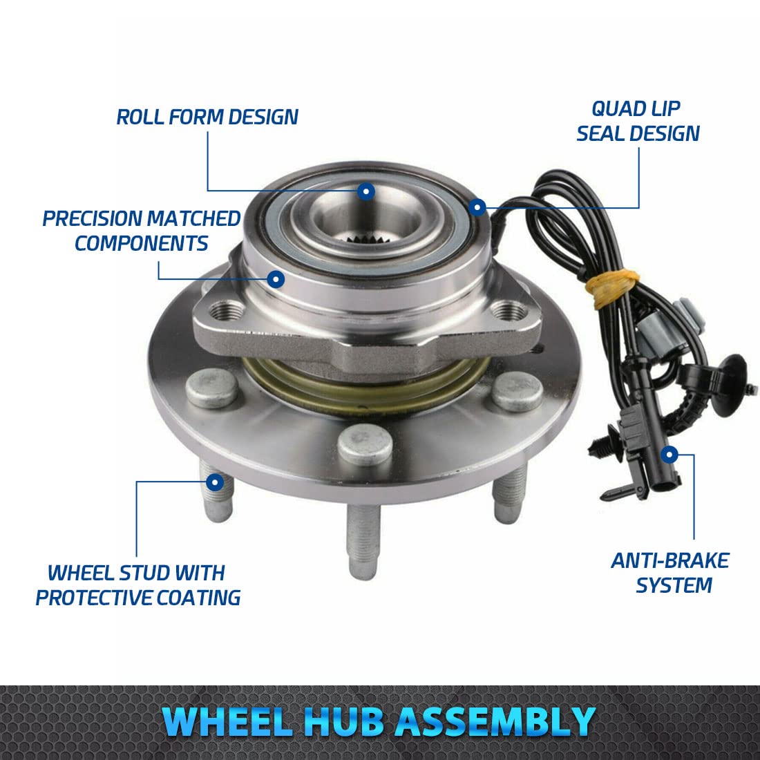 Bode-man 6 Lug Front Wheel Bearing and Hub Assembly for 2007-2013 Chevy GMC Silverado Sierra 1500 Tahoe 4WD