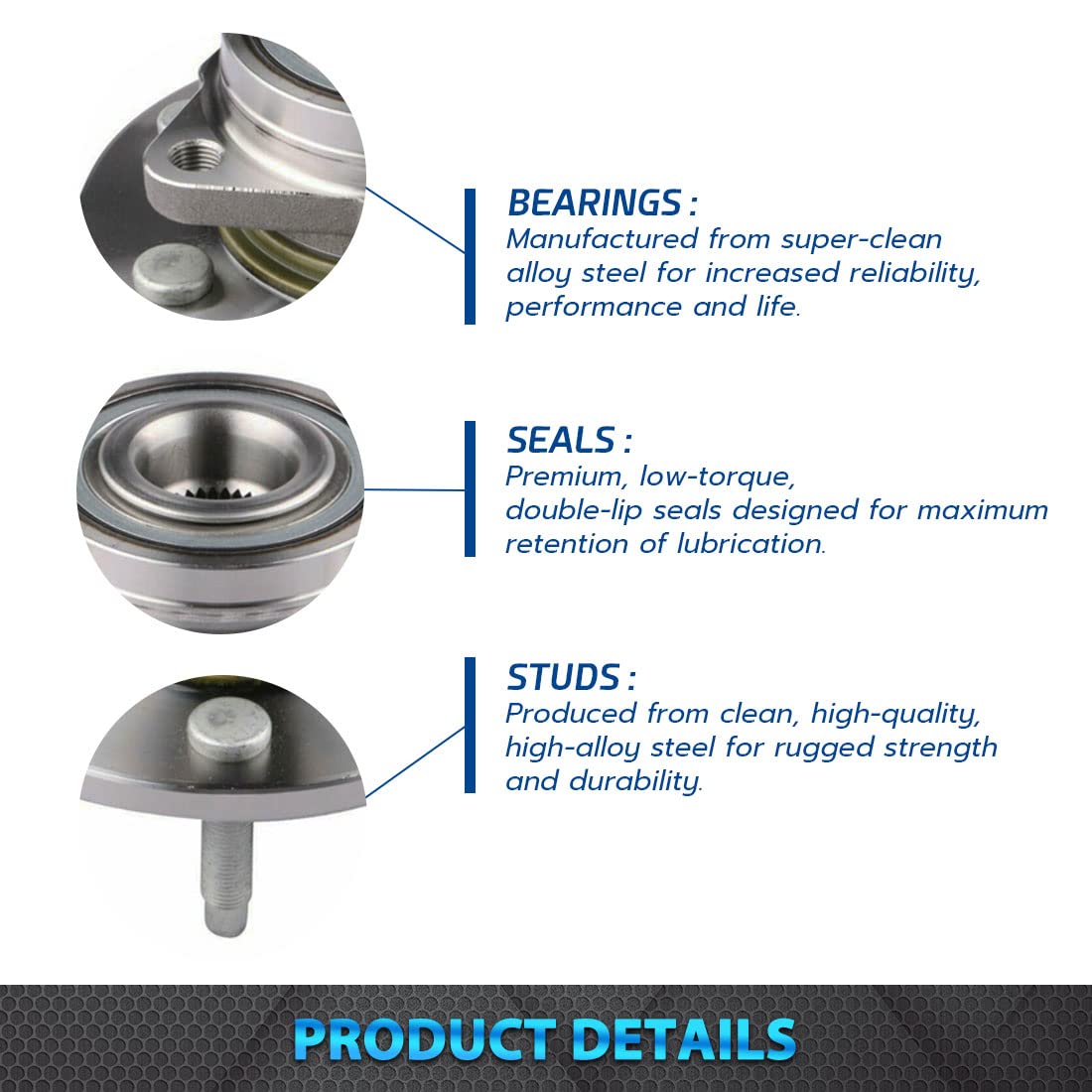 Bode-man 6 Lug Front Wheel Bearing and Hub Assembly for 2007-2013 Chevy GMC Silverado Sierra 1500 Tahoe 4WD