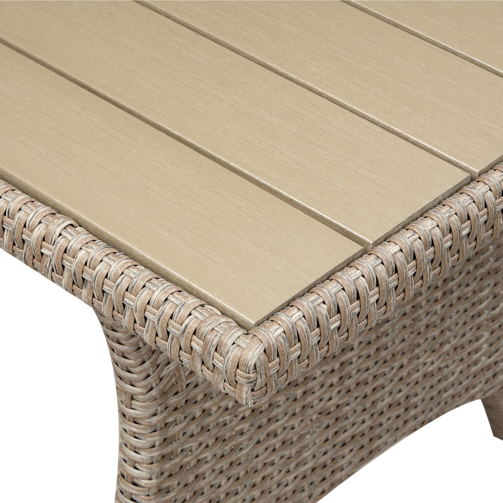 LZ LEISURE ZONE Patio Dining Table Set, Outdoor Furniture PE Rattan Wicker Conversation Set, All-Weather Sectional Sofa Set with Table & Soft Cushions (Beige Brown, 5 Piece)