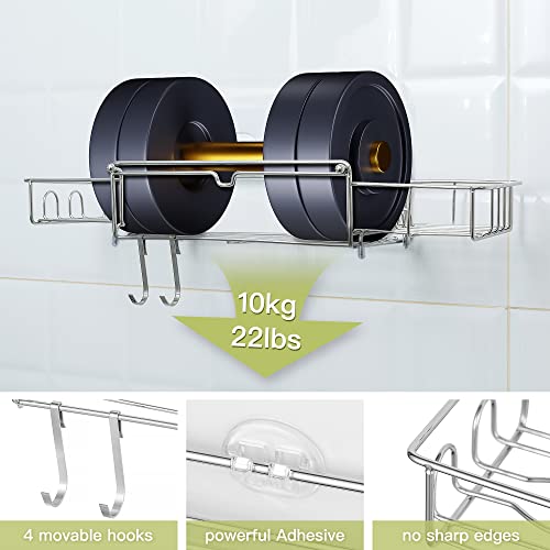 ETECHMART Shower Caddy Organizer, Expandable and Adhesive Bathroom Shower Shelf, SUS304 Rustproof Storage No Drilling Wall Shower Rack,2 Pack/Silver