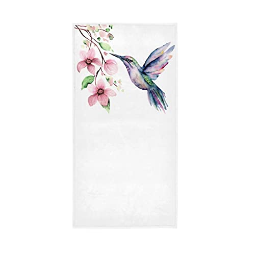 Flying Hummingbird Hand Bath Towel Spring Flowers Vintage Decor Kitchen Dish Cloth Guest Fingertip Towels Bathroom Holiday Decorative 16x30 Inch Home Washcloths for Spa Gym Sport Beach Yoga Salon Far
