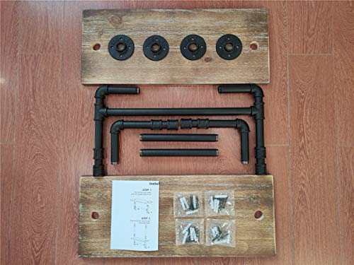 LoftPaipes Industrial Pipe Bathroom Shelf,Rustic Wood Wall Mount Shelf with Towel Bar,24" Black Matte Towel Racks,2 Tiered Metal Floating Shelves Shelving Iron Towel Holder