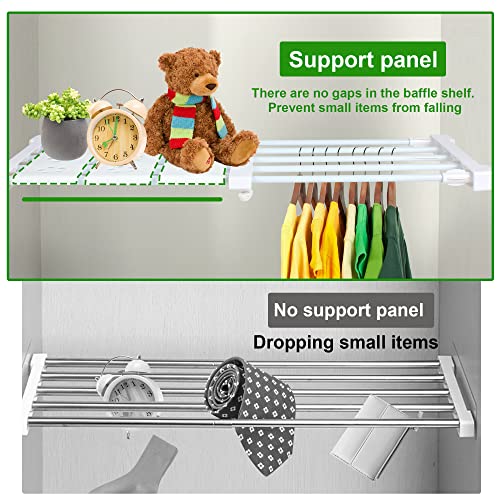 Expandable Closet Tension Shelf - Adjustable Shelves for Closet Organization Easy Installation Divider Separator Metal Tension Rod Shelf for Cabinet Kitchen Bathroom
