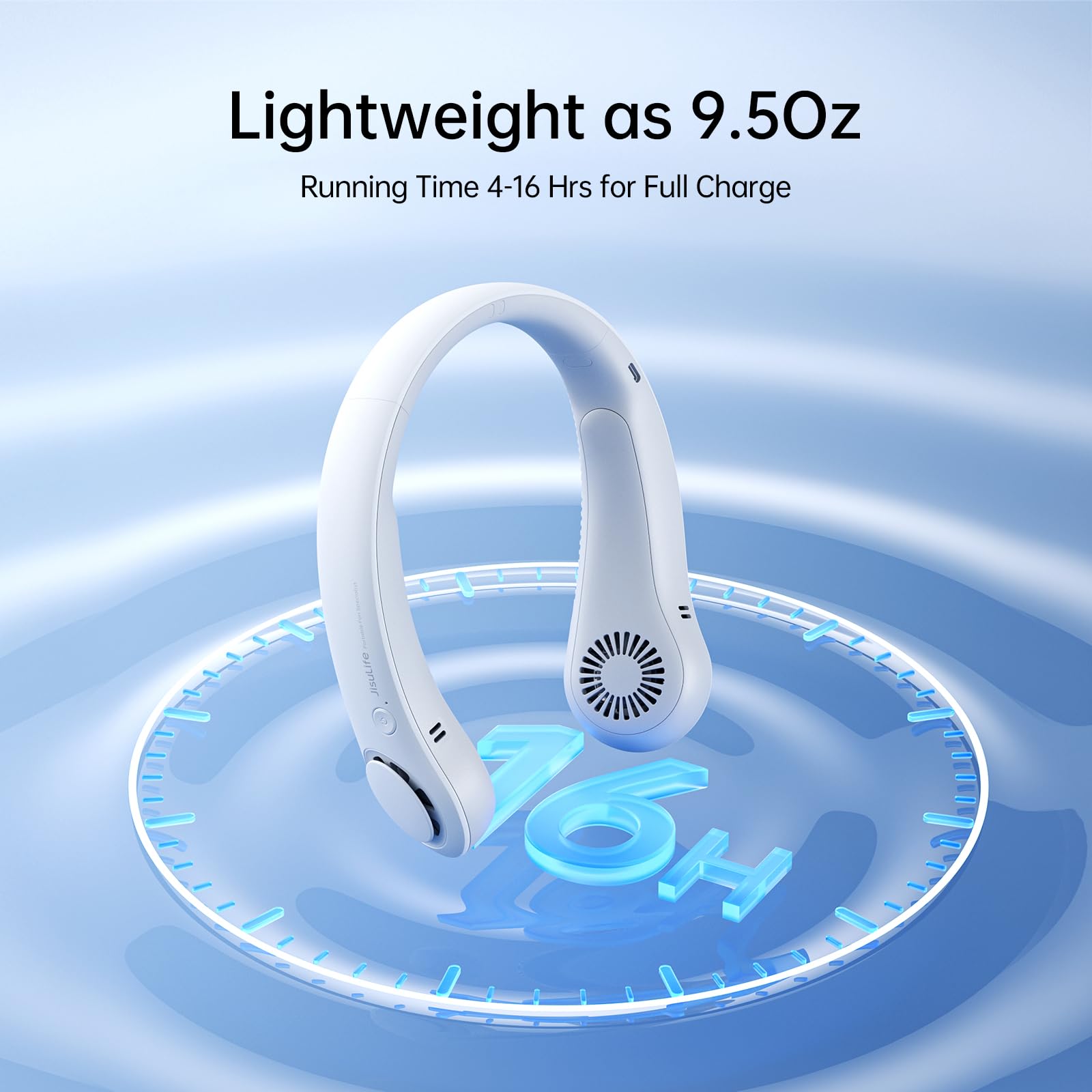 JISULIFE Portable Neck Fan, Hands-Free Bladeless, 5 Speeds, 4000 mAh Battery Operated Wearable Personal Fan, Twistable, Rechargeable, Gift for Women Men-Grey
